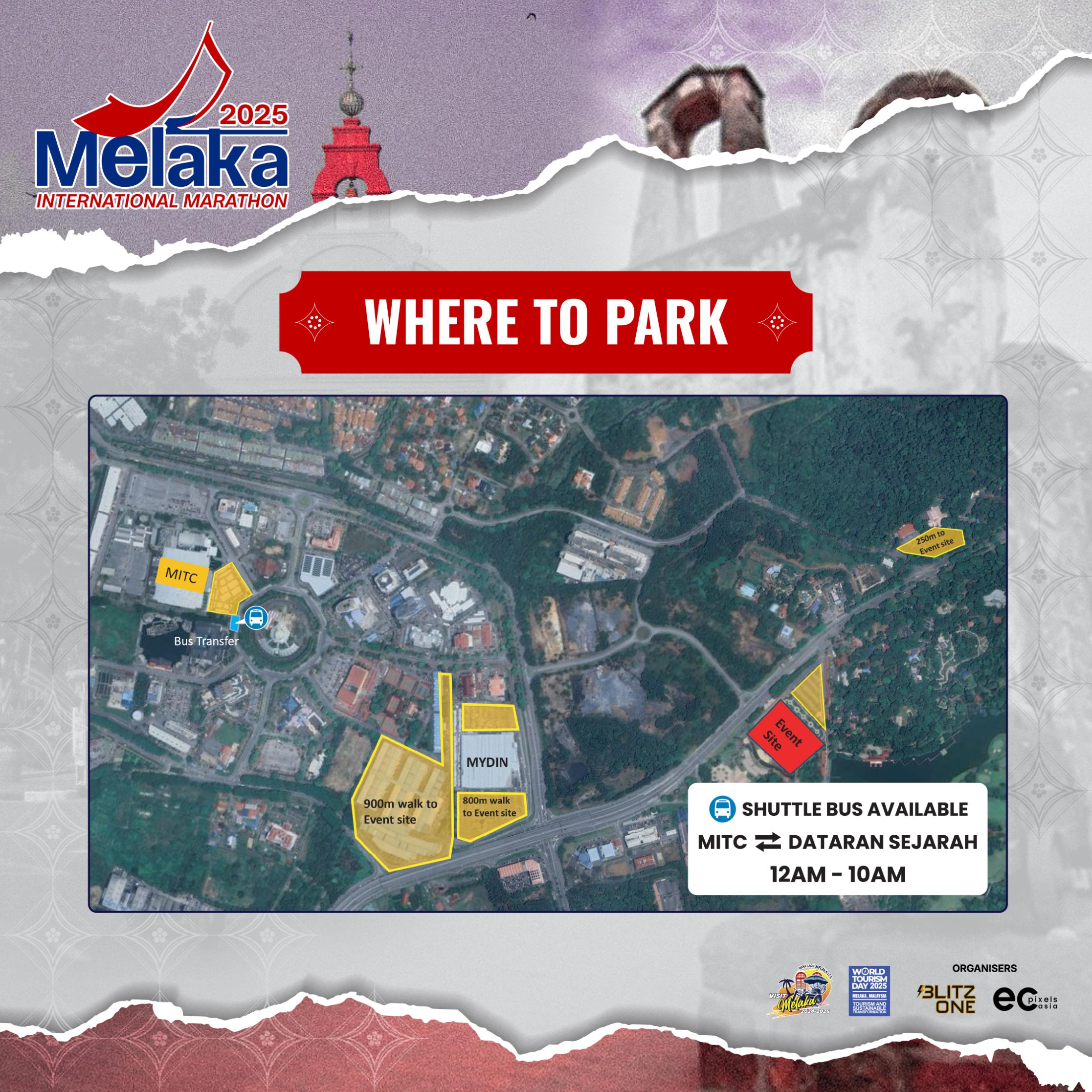 Melaka International Marathon 2025 Parking Map